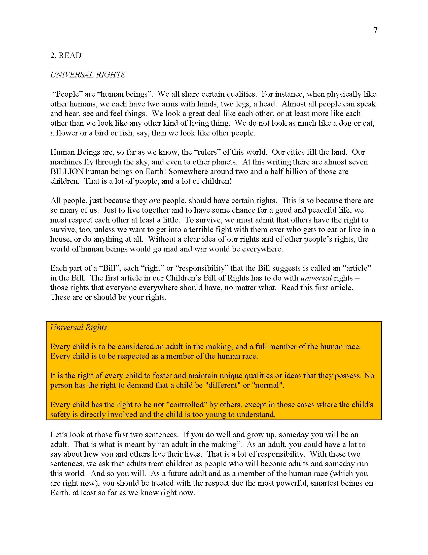 Step 3-4 - Children's Bill Of Rights Elective Course — Steps