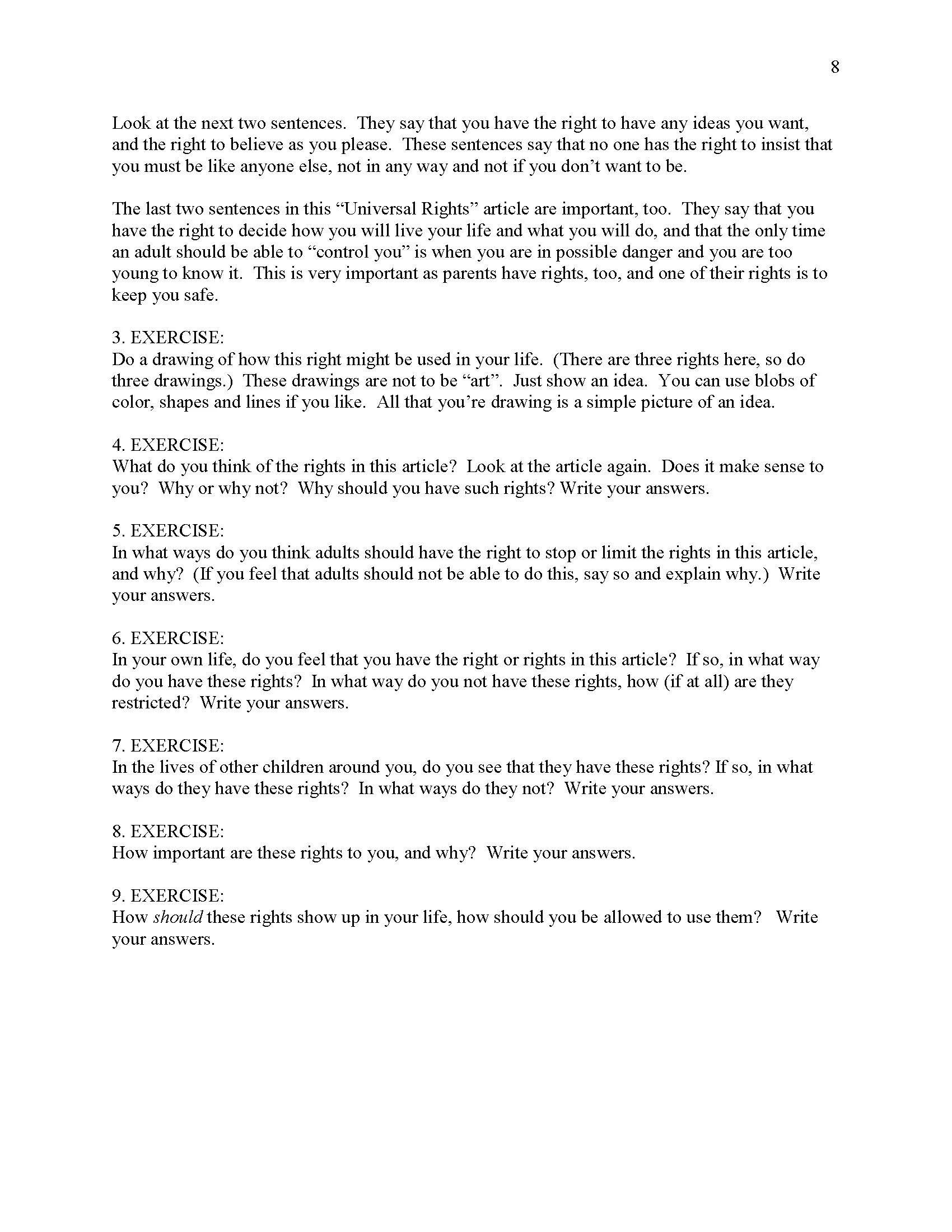 Step 3-4 - Children's Bill Of Rights Elective Course — Steps