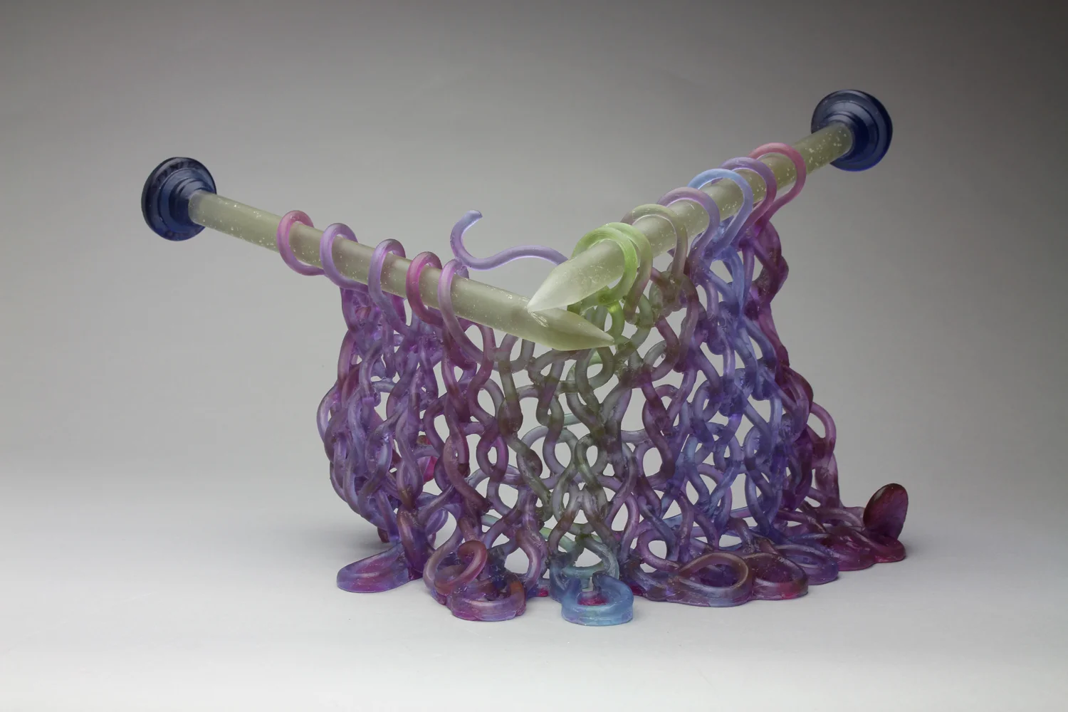 Carol Milne — Knitted glass sculpture with knitting needles