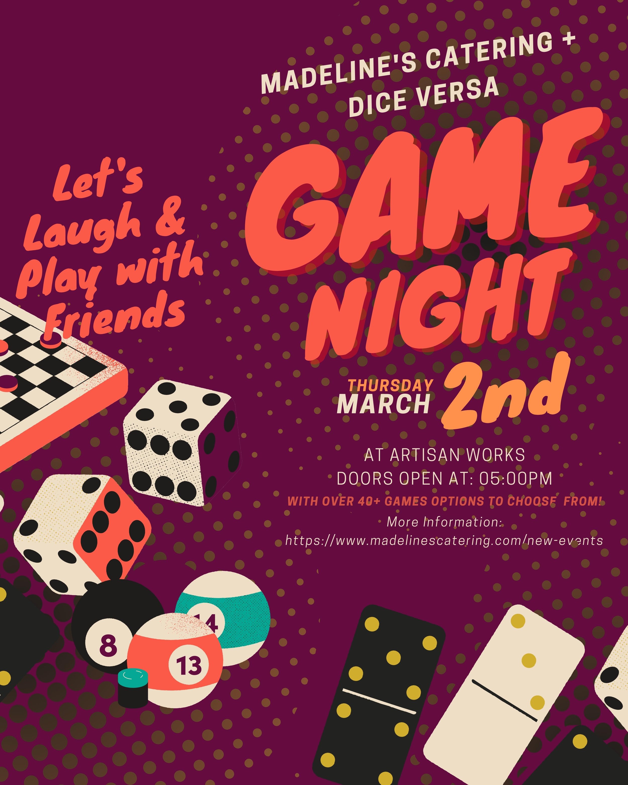 Dice Versa + Madeline's Catering Game Night IS BACK! — Madeline's Catering
