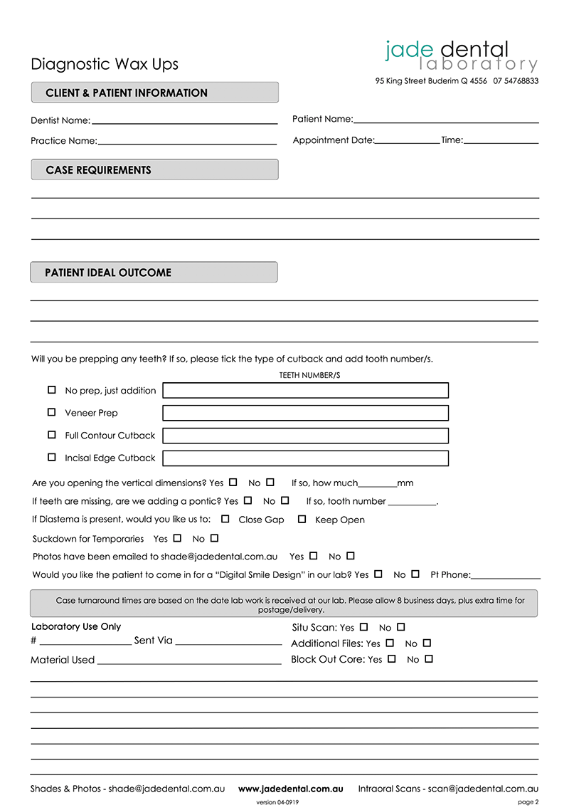 Forms — Jade Dental Laboratory