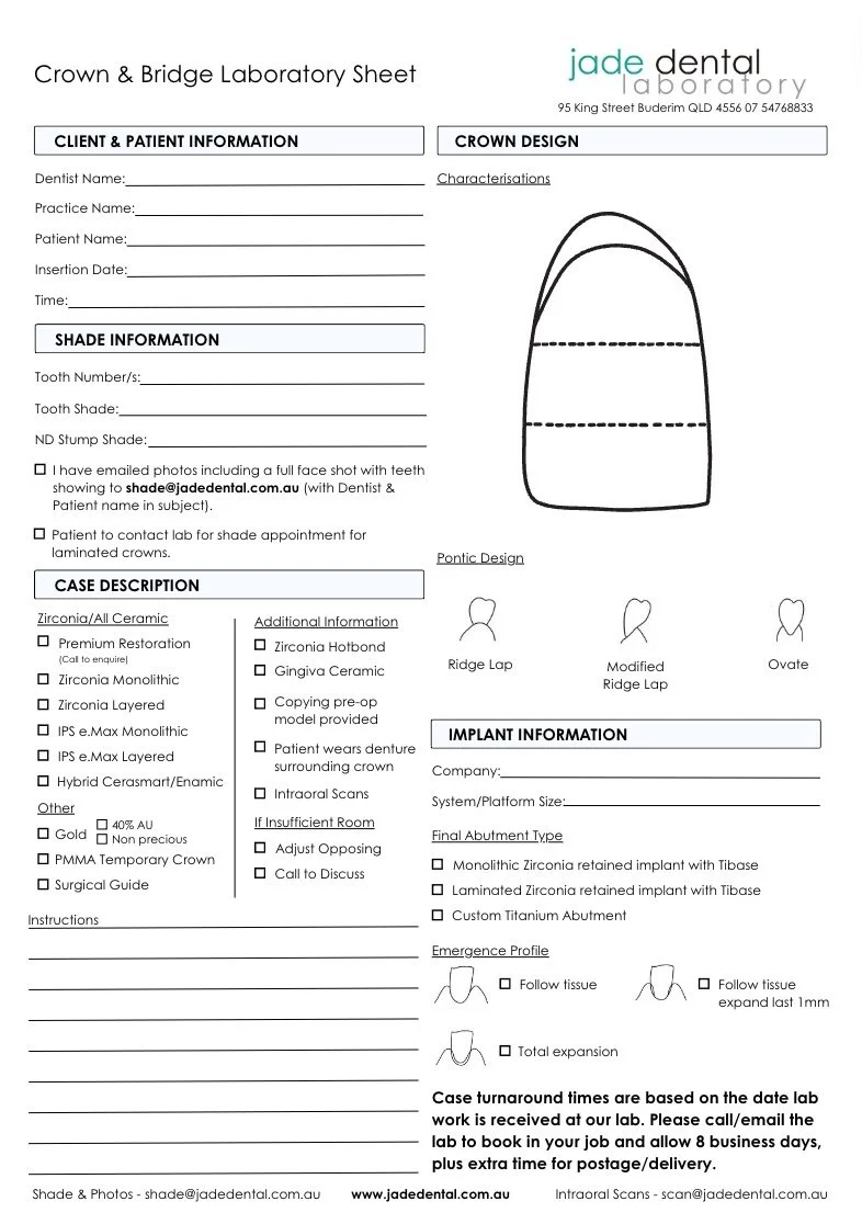 Forms — Jade Dental Laboratory