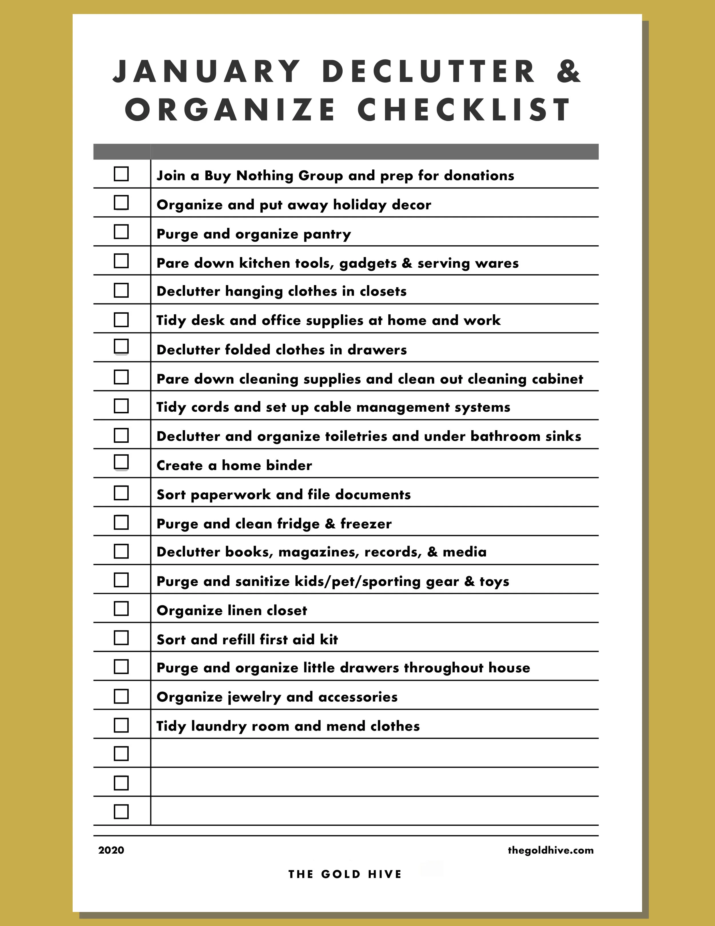 Declutter Challenge! 20 Projects to Kick Off 2020 — The Gold Hive