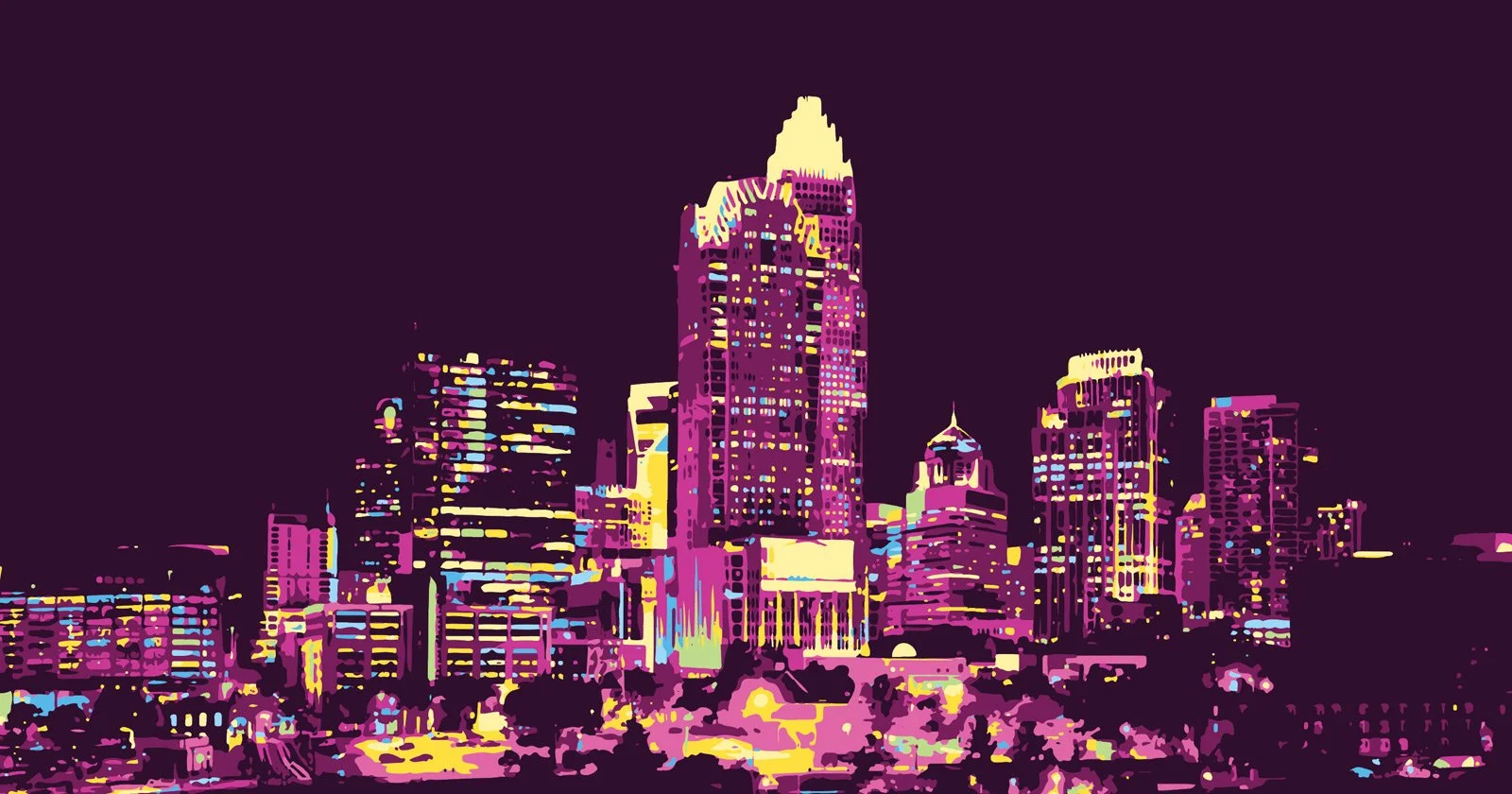 Synthwave Pixel Art Skyline — Mattgyver