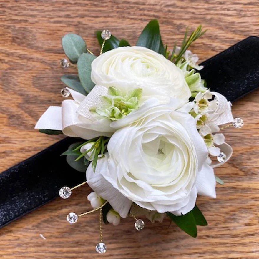 White And Red Prom Corsage