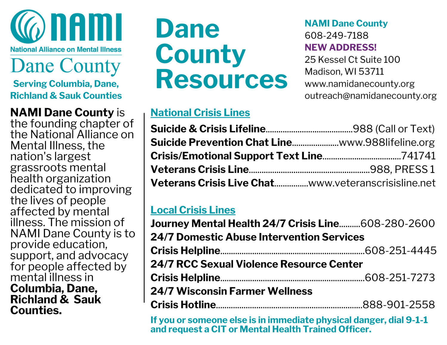 Community Mental Health Resources — NAMI Dane County