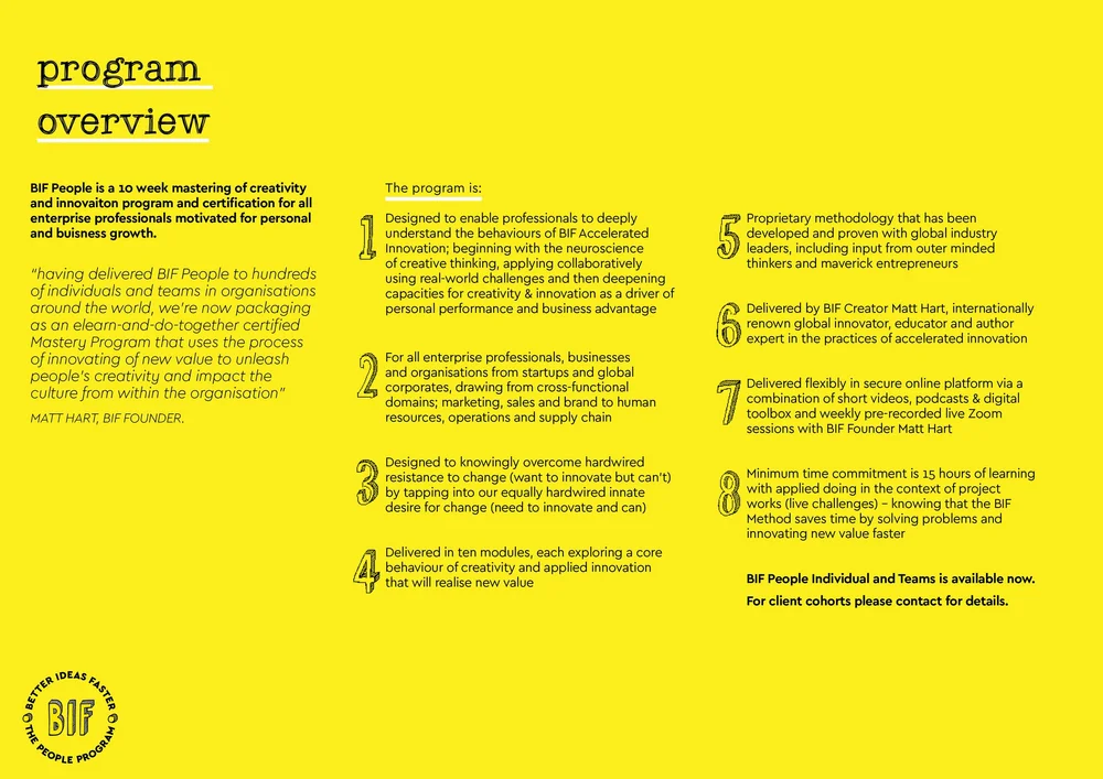 The BIF People Program - Enrol now — BetterIdeasFaster