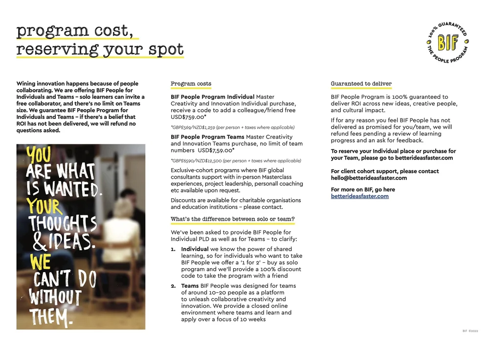 The BIF People Program - Enrol now — BetterIdeasFaster