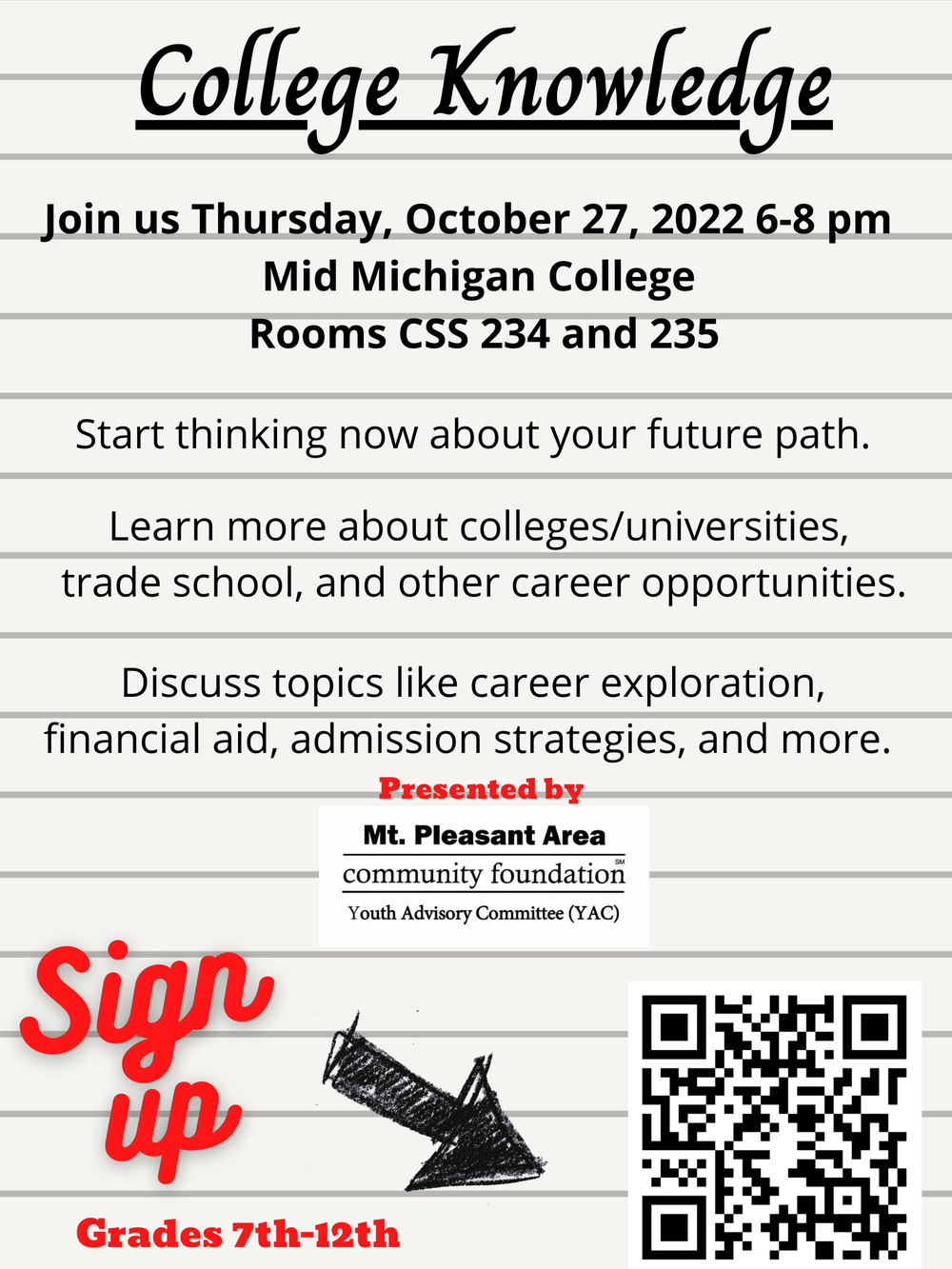 YAC to Host College Knowledge Event October 27 — Mt. Pleasant Area ...