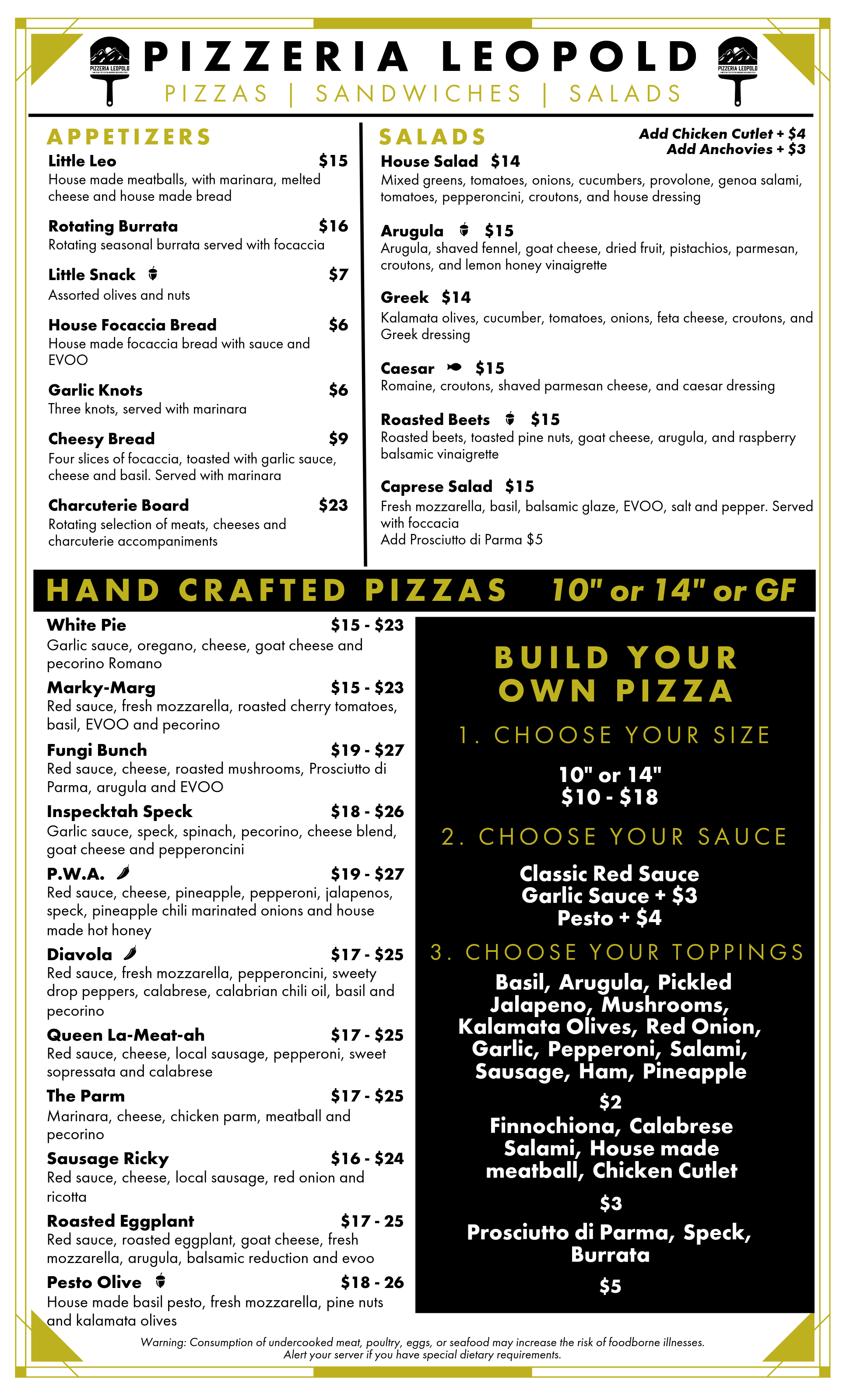 Menus — Pizzeria Leopold