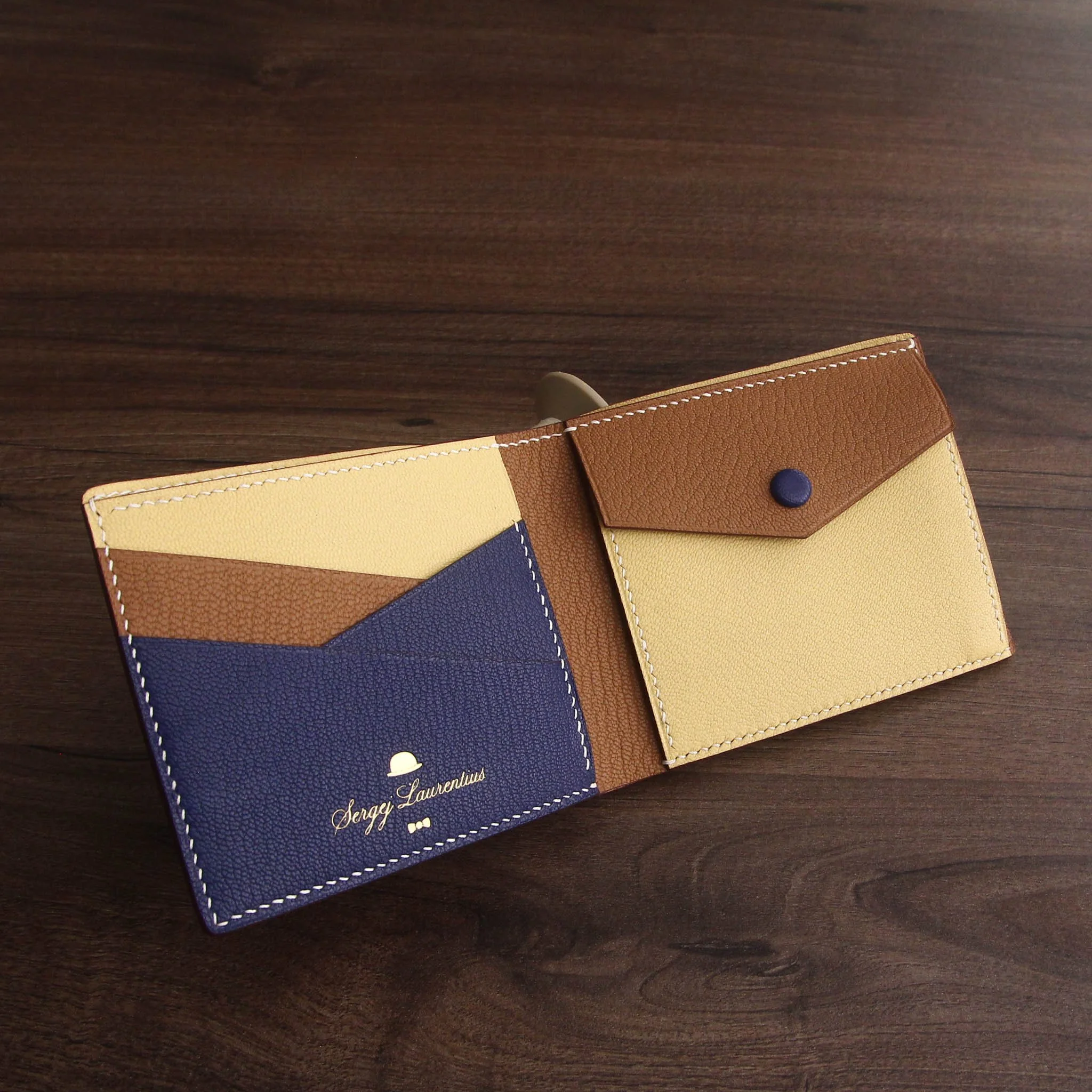 The Honey Billfold Wallet - Caramel, Yellow & Blue — Sergej Laurentius