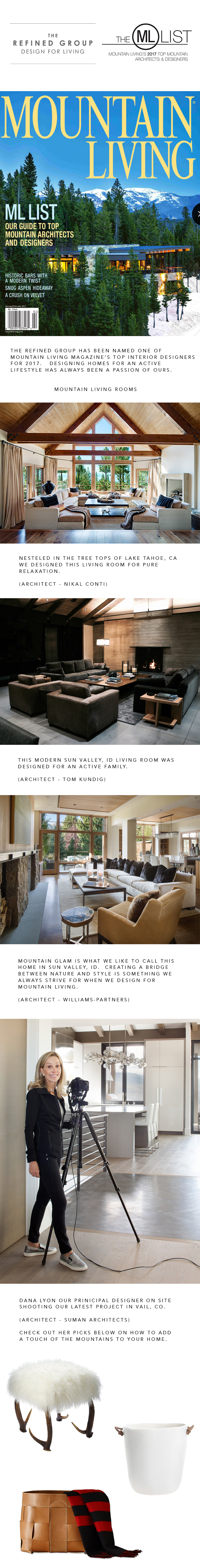 MOUNTAIN LIVING'S 2017 TOP DESIGNERS — THE REFINED GROUP