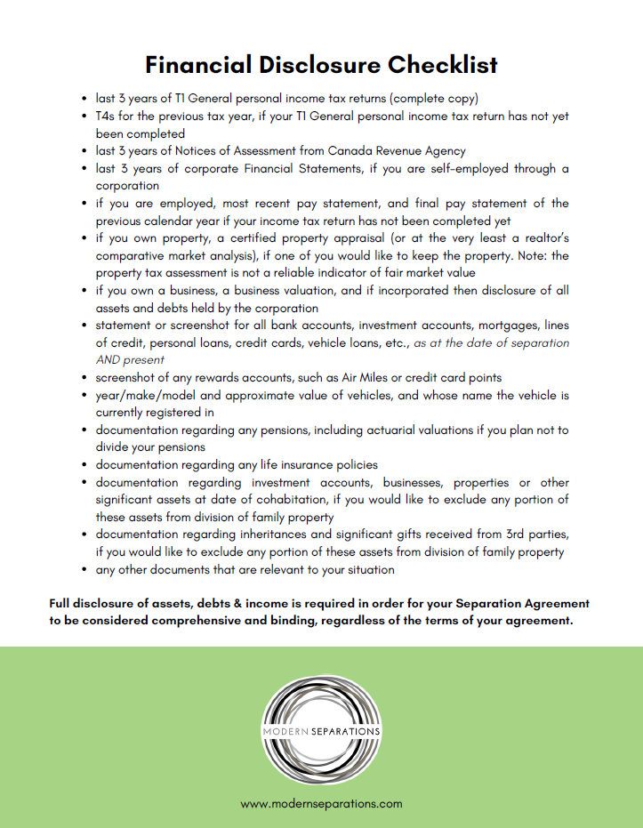 Separation & Divorce Checklists — Modern Separations