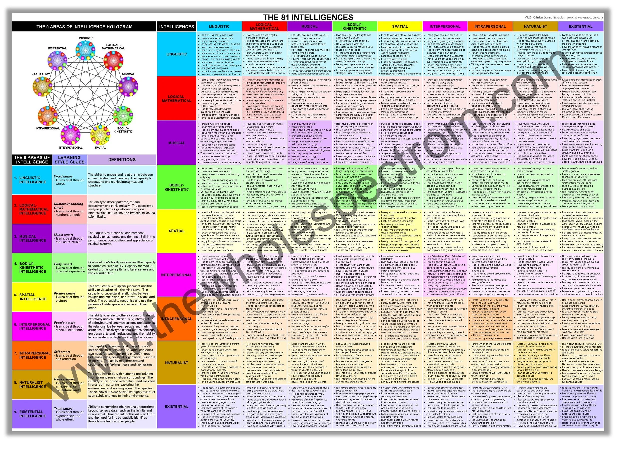 THE 81 INTELLIGENCES - Sizes available: A1 and A2 — The Whole Spectrom