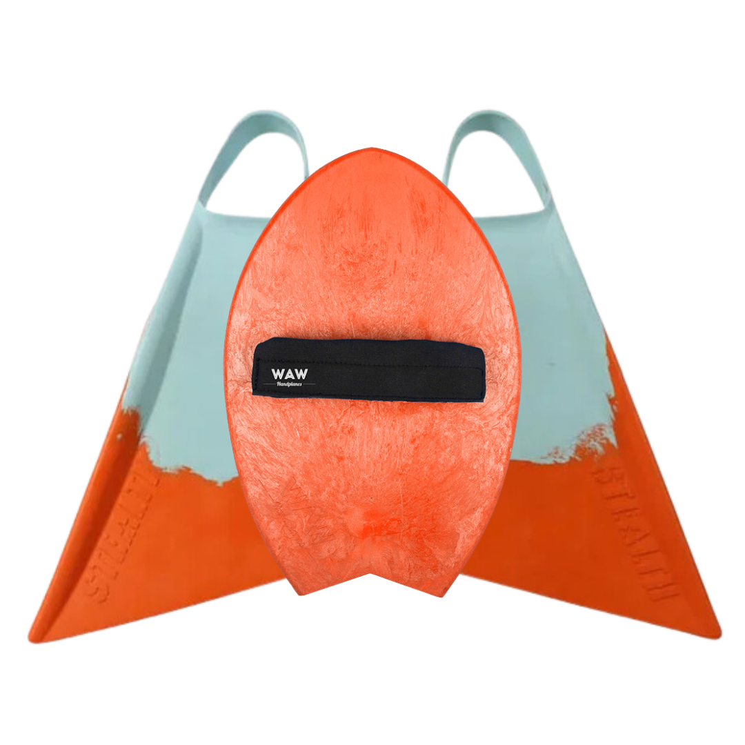Stealth Soft Body Surfing Fins Orange — WAW Handplanes