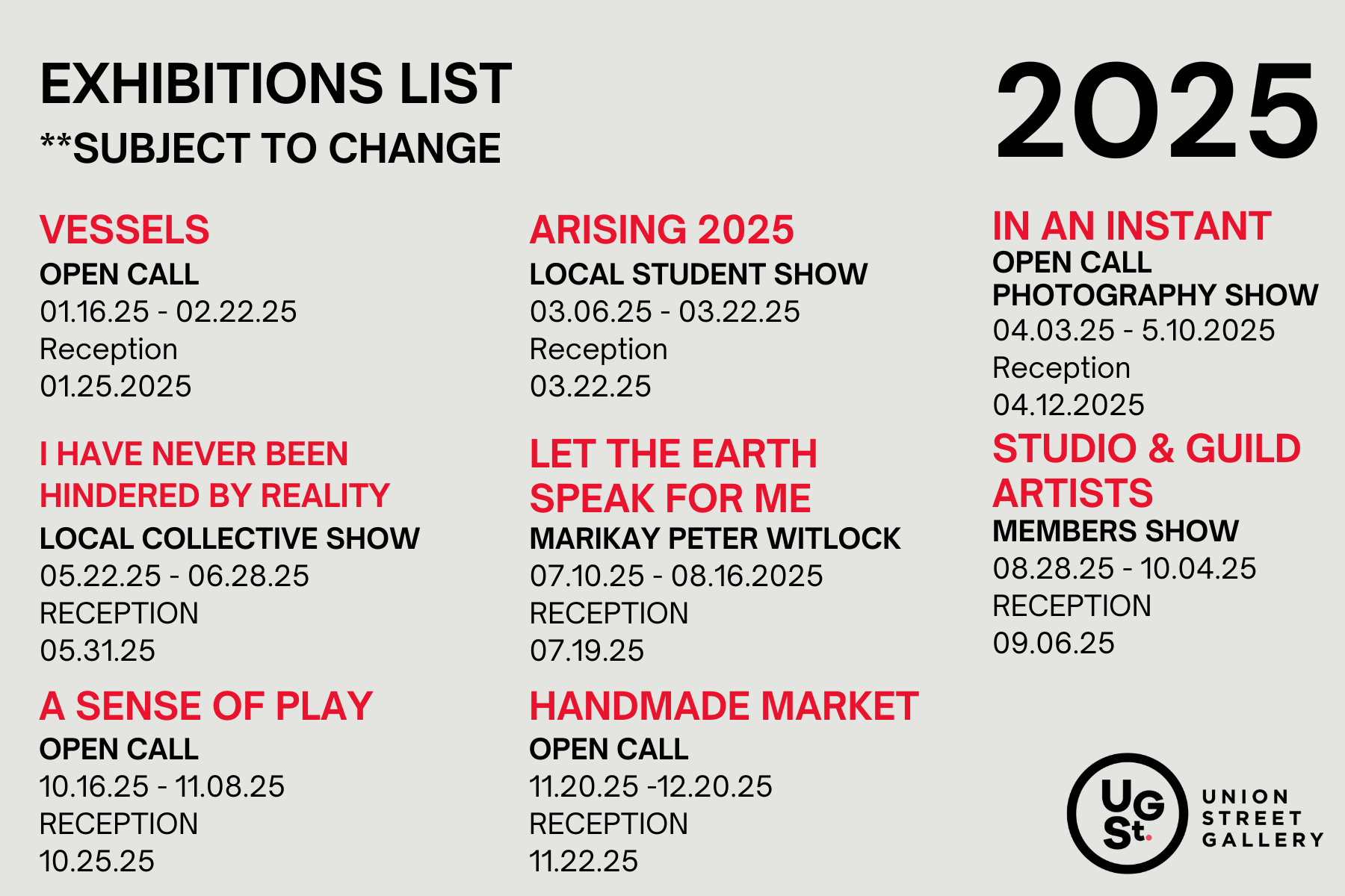 Exhibitions — Union Street Gallery