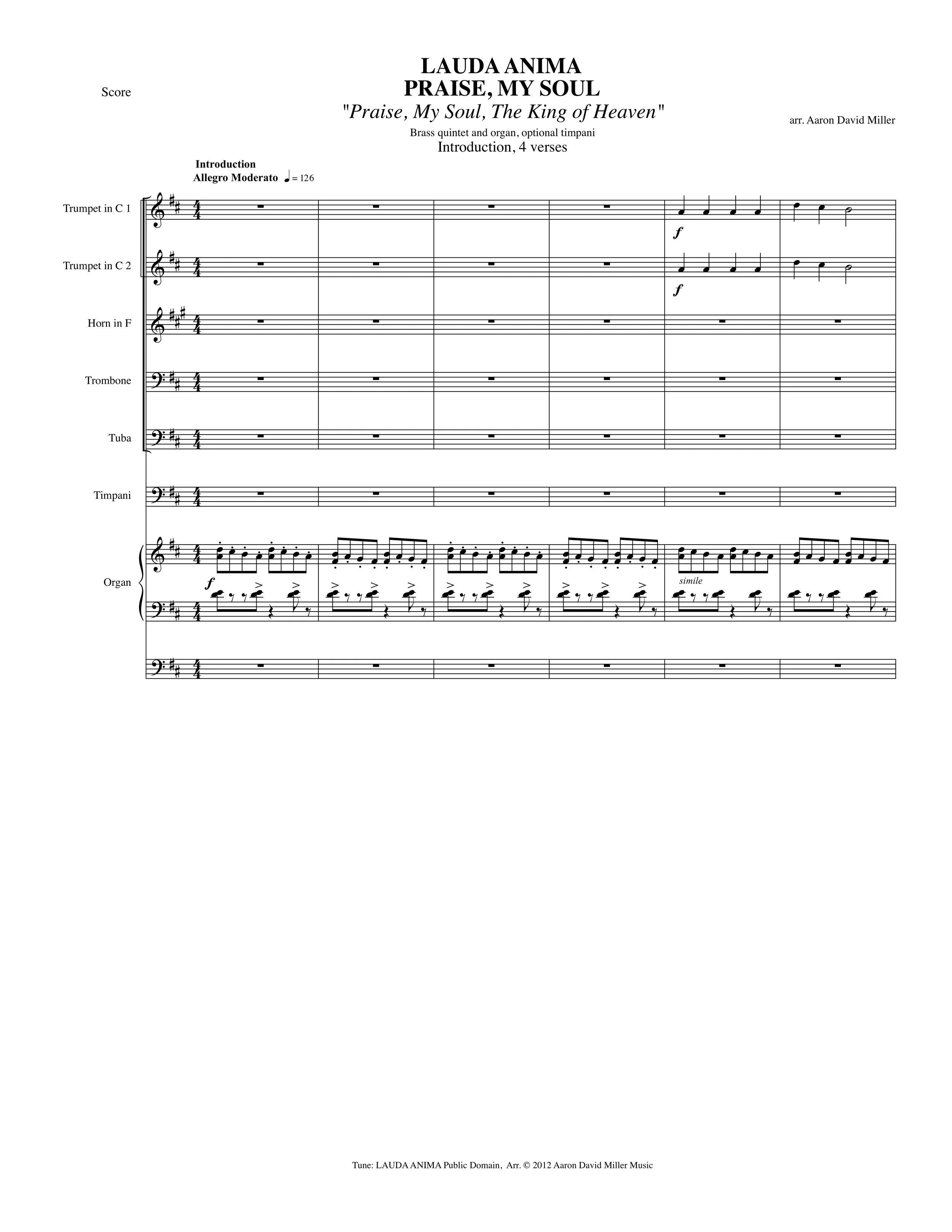 LAUDA ANIMA/PRAISE MY SOUL — Aaron David Miller