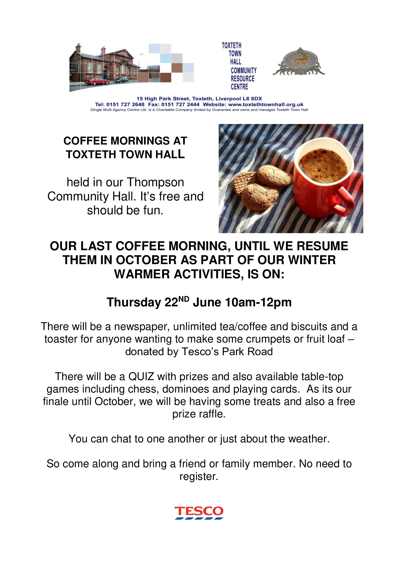 SPECIAL EVENTS AND ACTIVITIES — Toxteth Town Hall Community Resource Centre