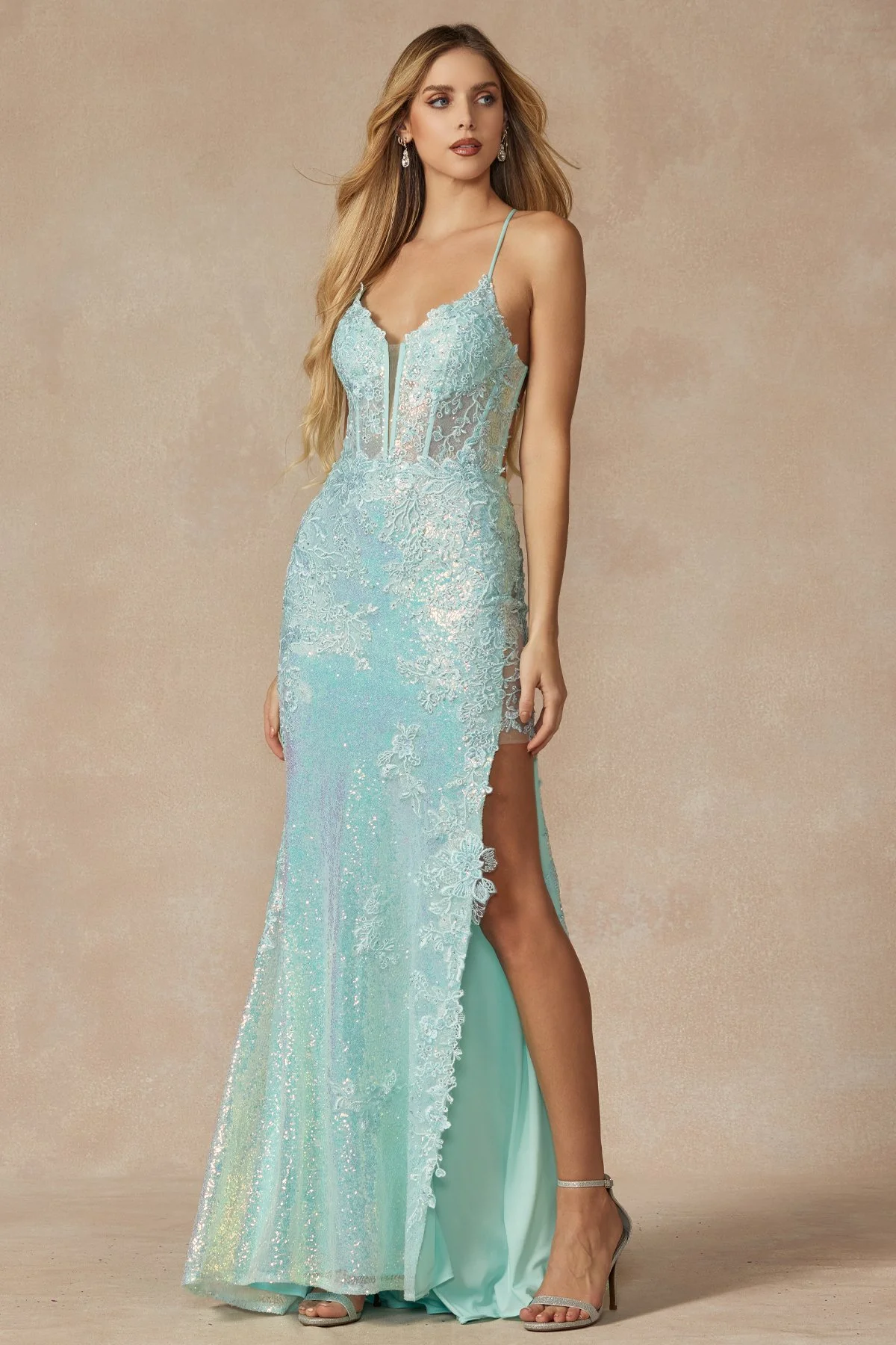 Mint Green Fitted Prom Dress — Danielly's Boutique