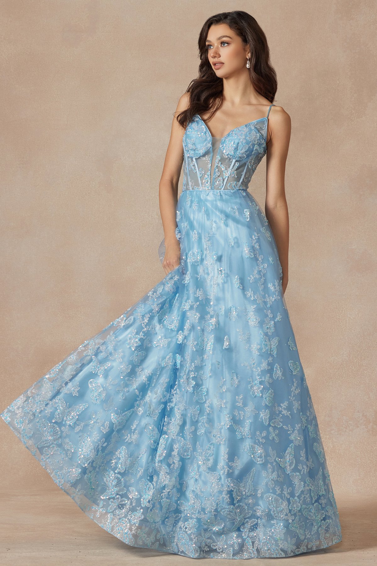 Ice Blue A Line Prom Dress — Daniellys Boutique