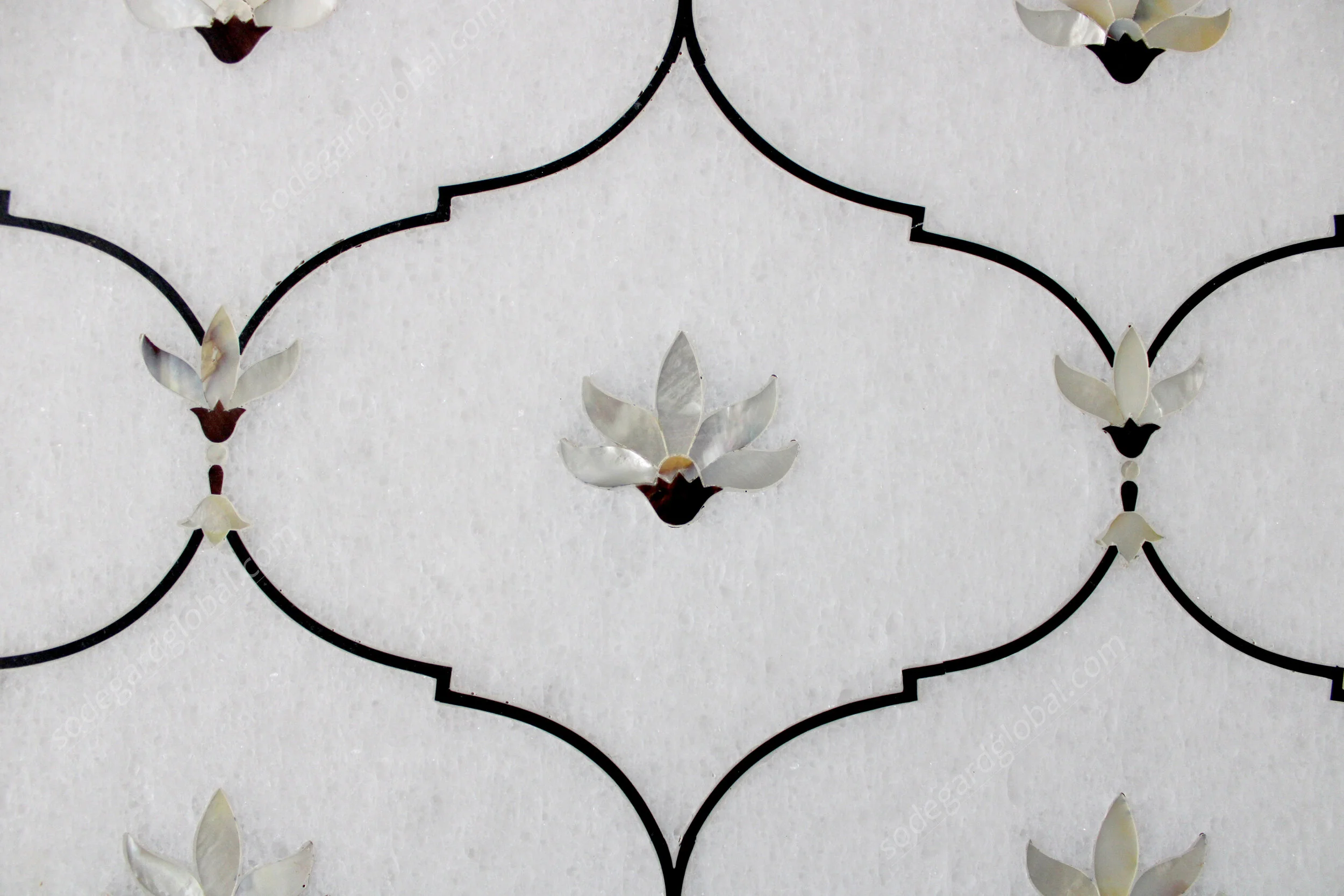 Mughal Lotus Inlay Dining Table (TOP ONLY) — Stephanie Odegard Co. Ltd ...