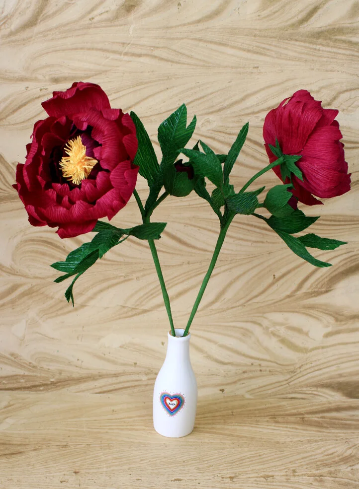 Buy Beautiful Crepe Paper Blooming Peonies High-Quality Craft Flowers ...