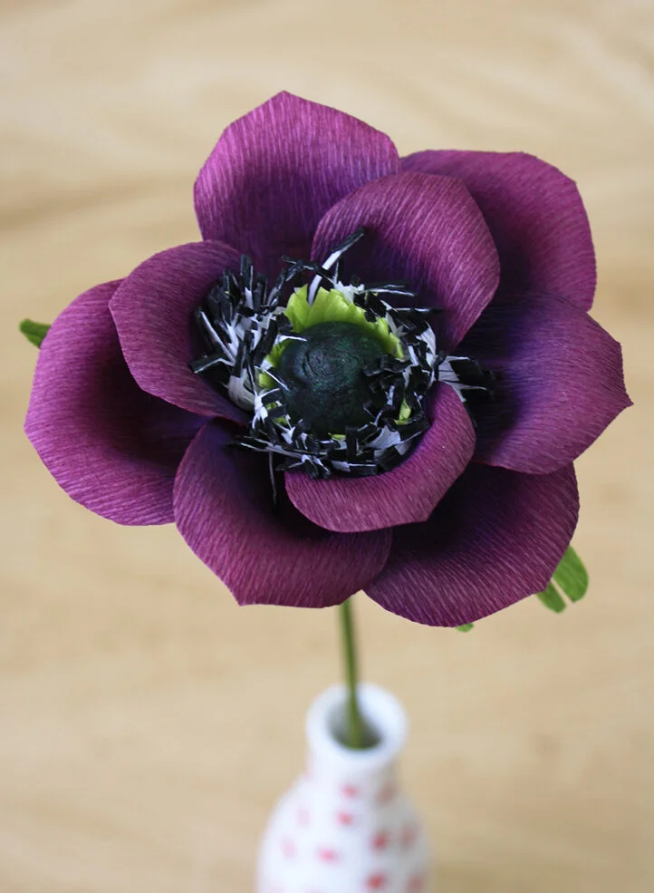 White Anemone Crepe Paper Flower Centerpiece Arrangement & Decoration ...