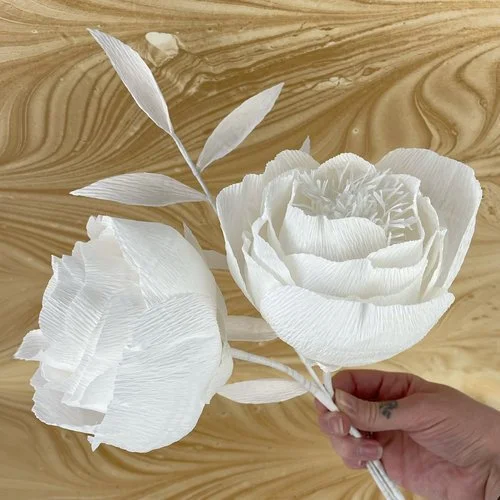 Peony White Bouquet Burlap