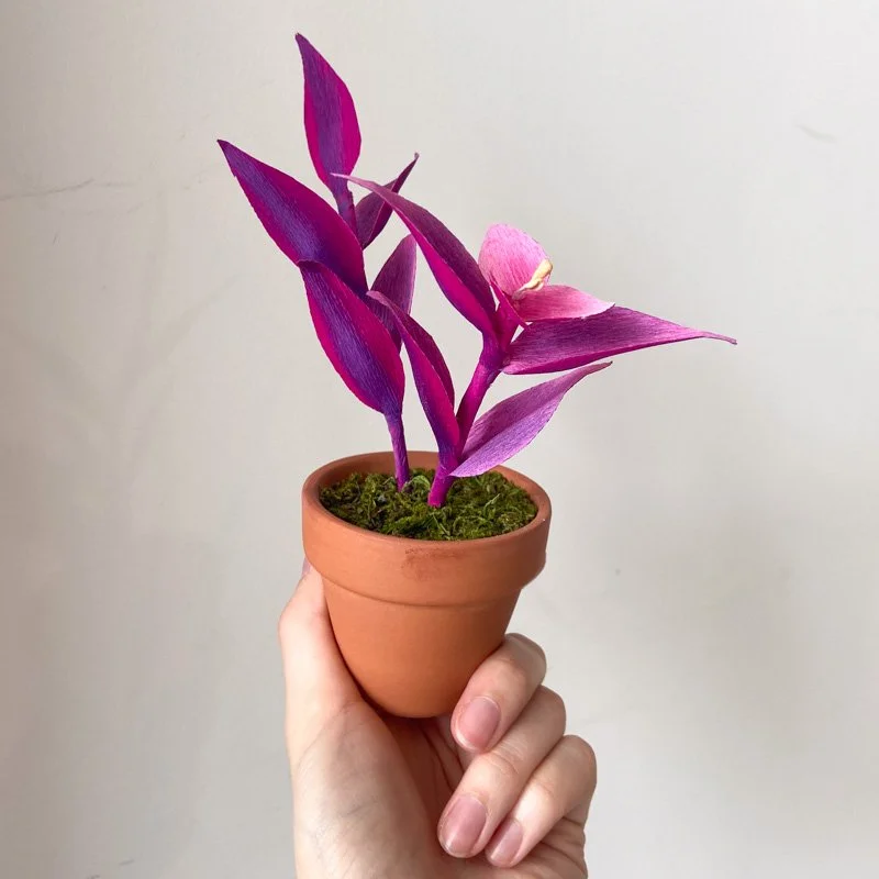 LAVENDER CREPE PAPER PLANT IN TERRACOTTA POT — PAPERCRAFT MIRACLES LLC