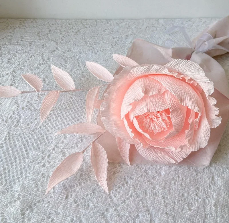 Buy Beautiful Crepe Paper Garden Rose Bouquet High-Quality Craft ...