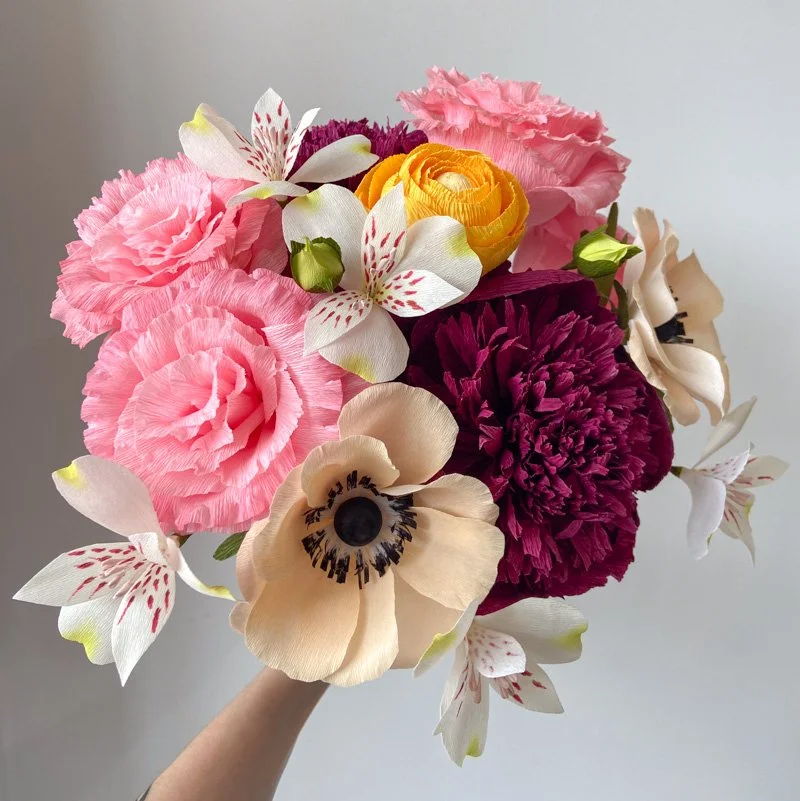 Buy Beautiful Crepe Paper Garden Rose Bouquet High-Quality Craft ...