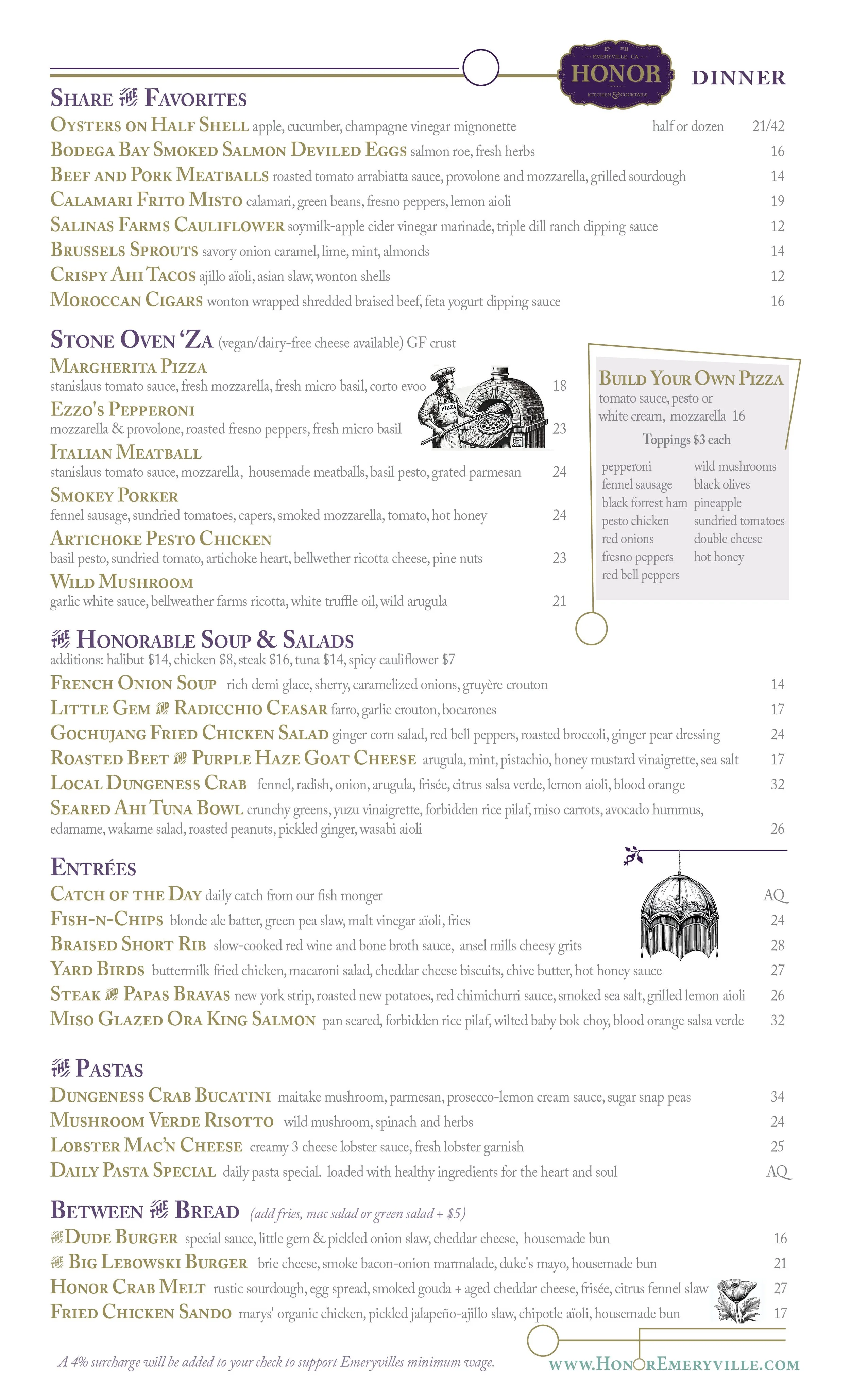 Dinner Menu — Honor