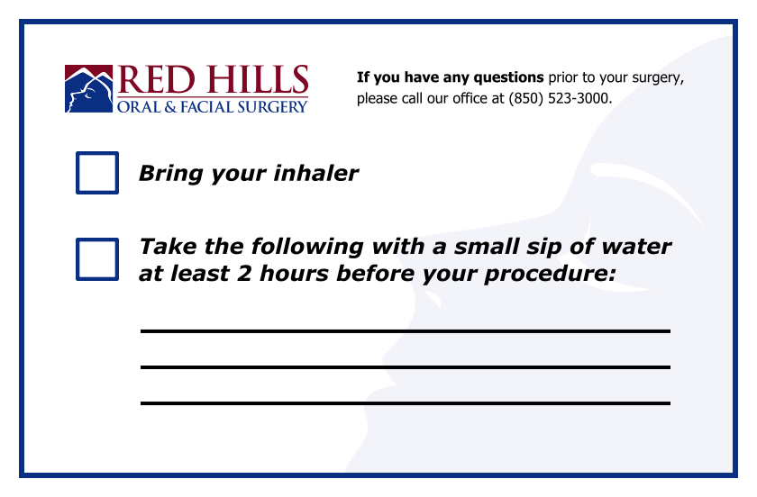 Patient Instructions — Red Hills Oral & Facial Surgery