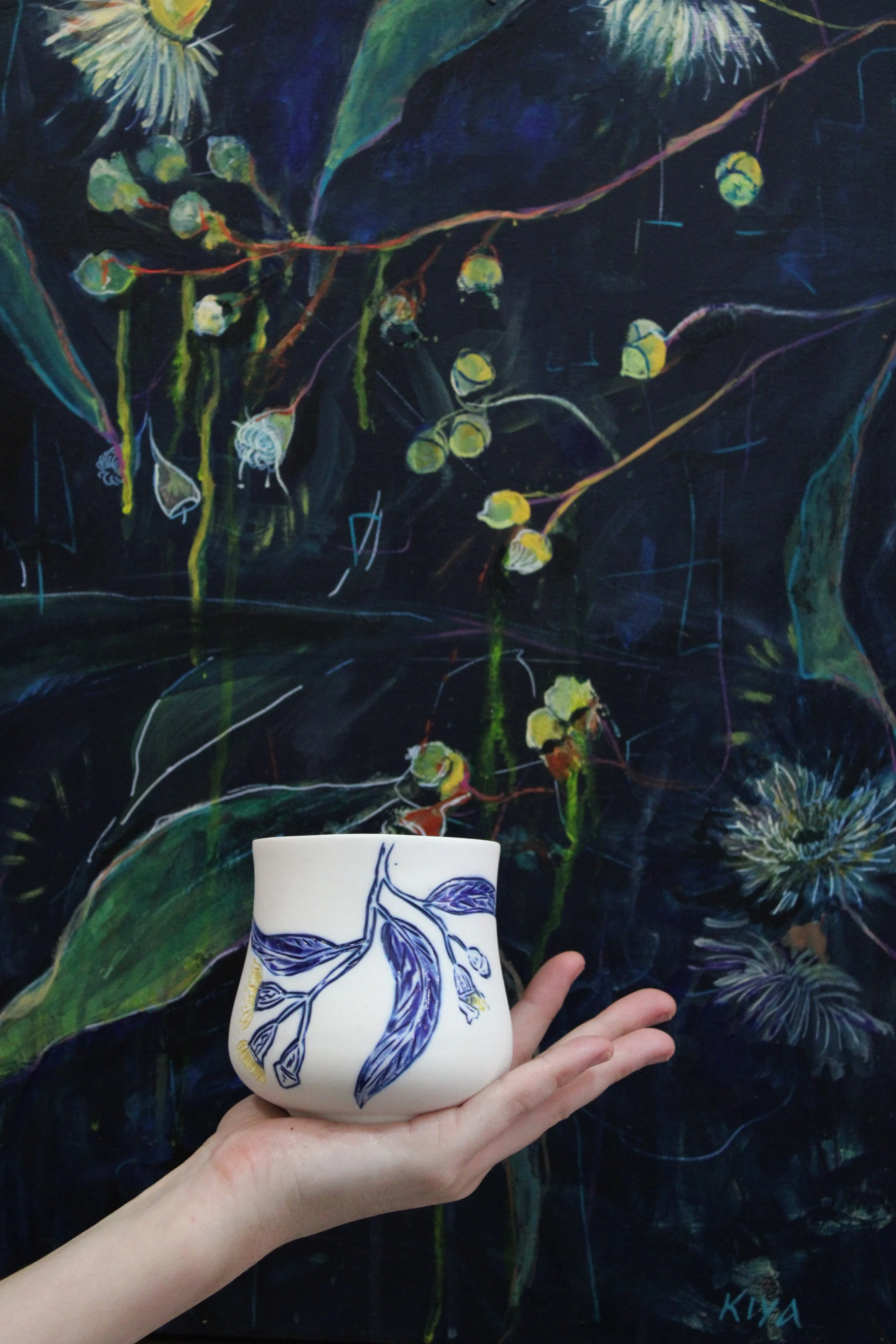 Handmade Eucalyptus design mugs — Rediscover Ceramics