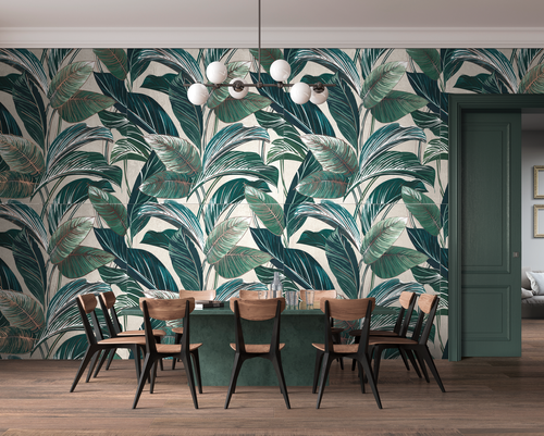 Tropical Green Palm Leaf Porcelain Tile: The Perfect Wall Covering ...