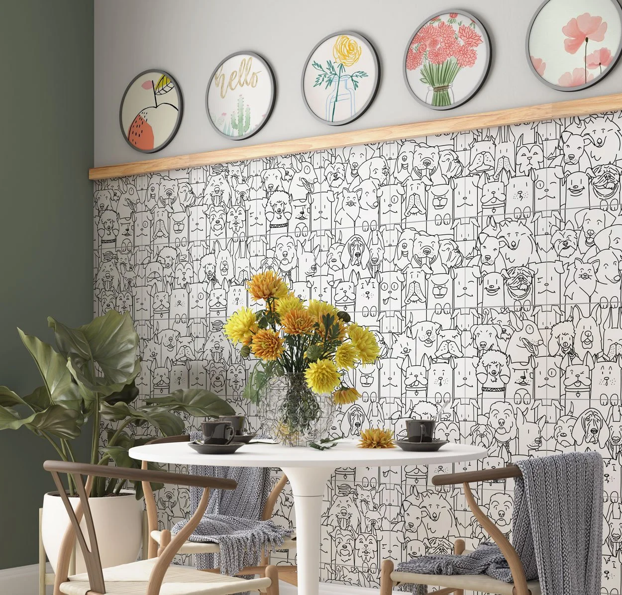 Pawsh Pups Porcelain Tile Collection - Artistic Dog Tile Designs 10x10 ...