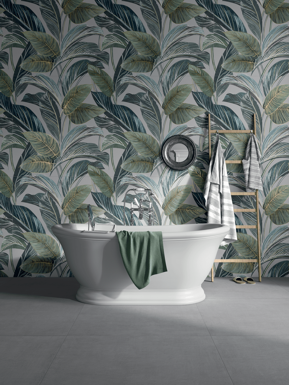 Tropical Green Palm Leaf Porcelain Tile: The Perfect Wall Covering ...