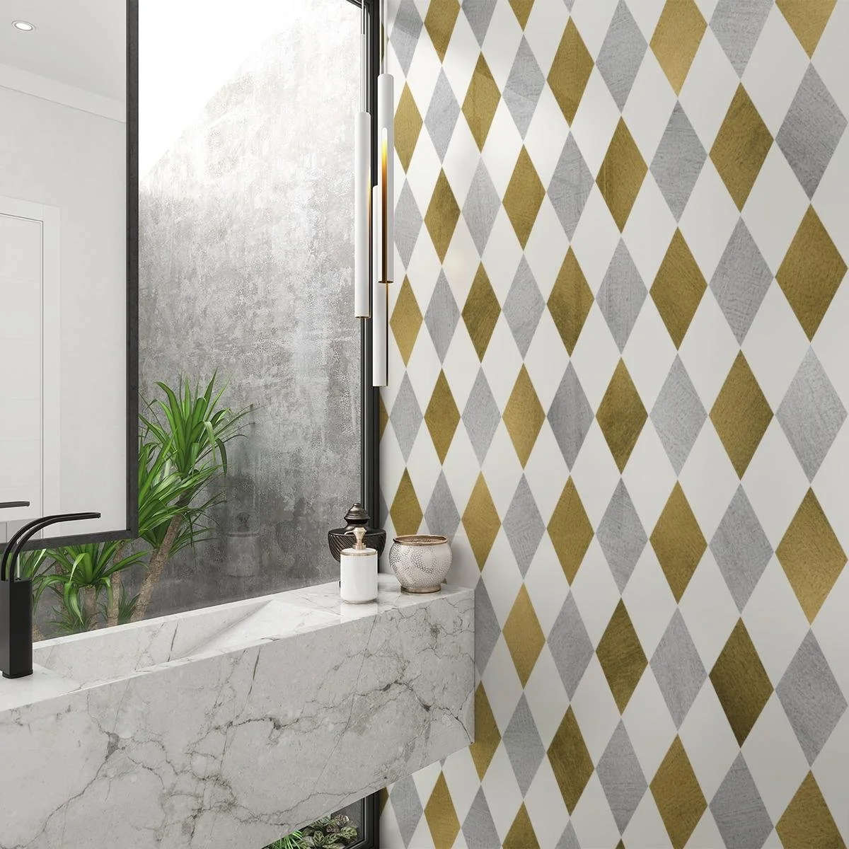Customizable Waterjet Porcelain Tile with Argyle Pattern - Personalize ...