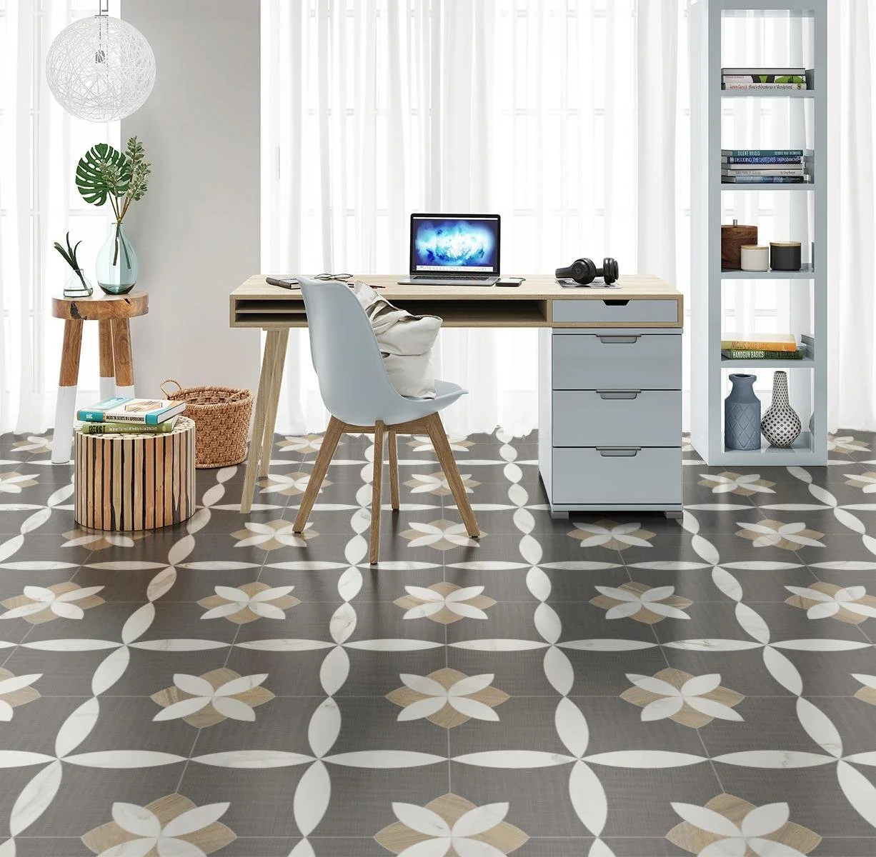 Customizable Waterjet Porcelain Tile with Rose Bloom Pattern - Add ...