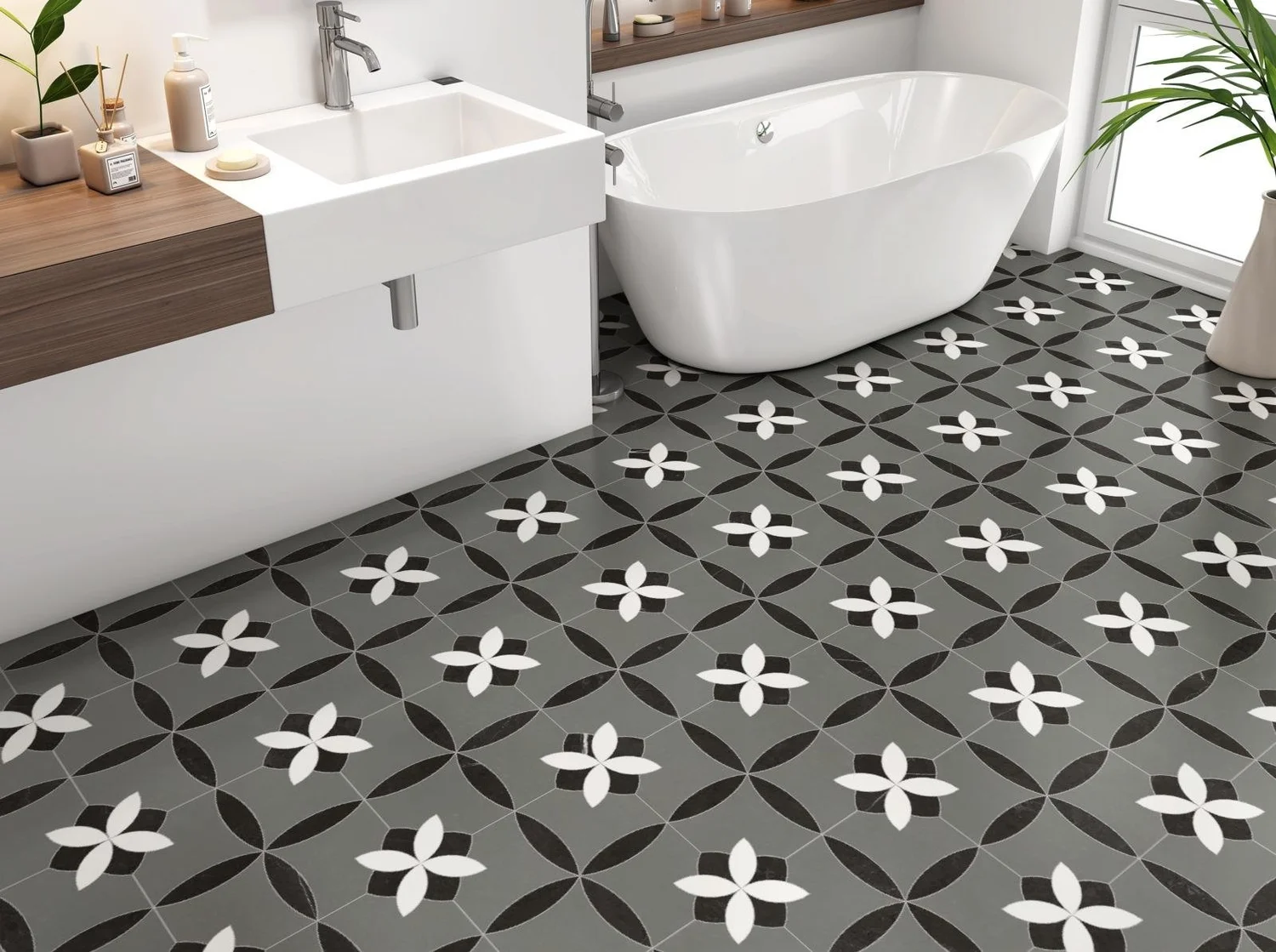 Customizable Waterjet Porcelain Tile with Rose Bloom Pattern - Add ...