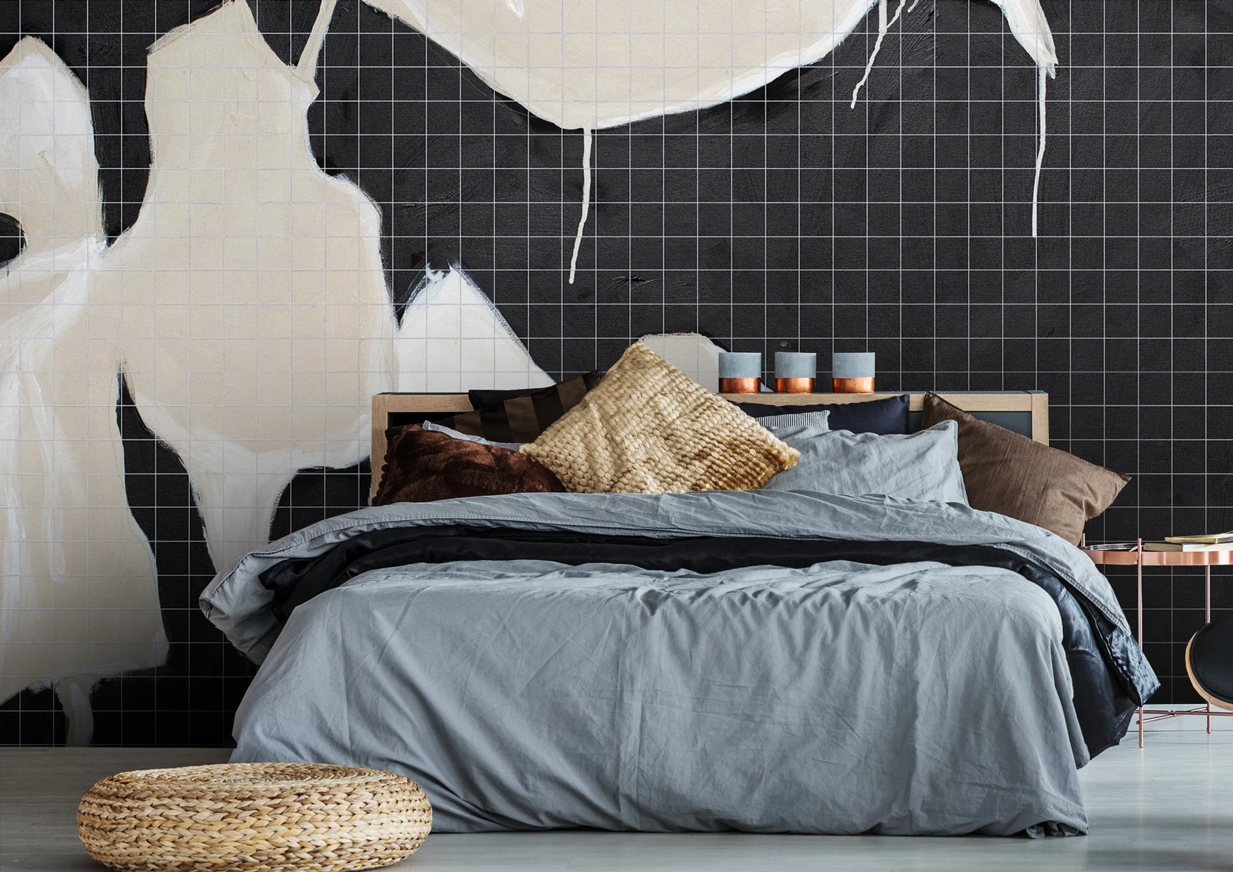 Luxury Hand-Crafted Evening Monstera Mural Tiles - Custom Zellige Art ...