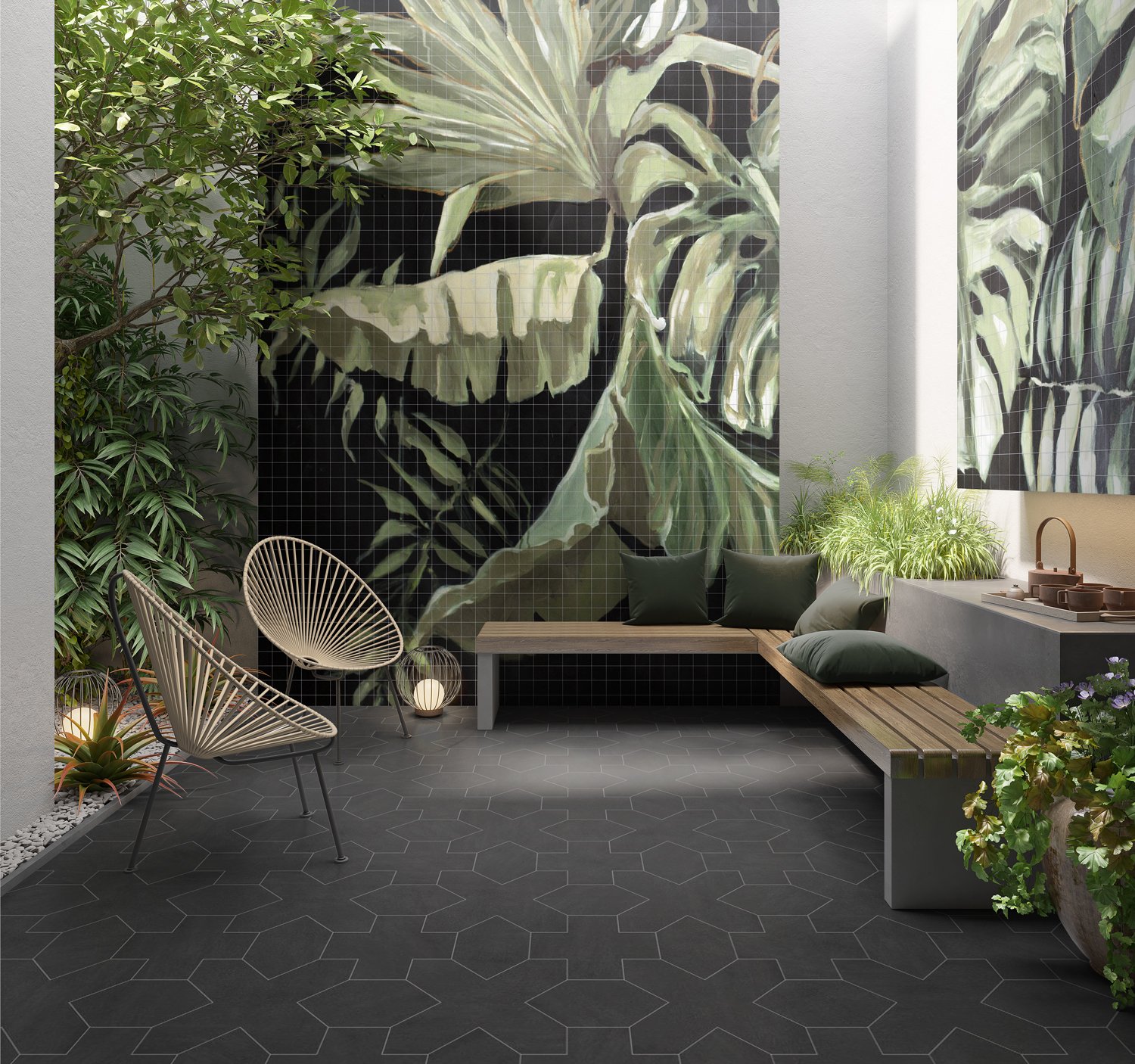 Luxury Hand-Crafted Verdant Mural Tiles - Custom Zellige Art | Audrey ...