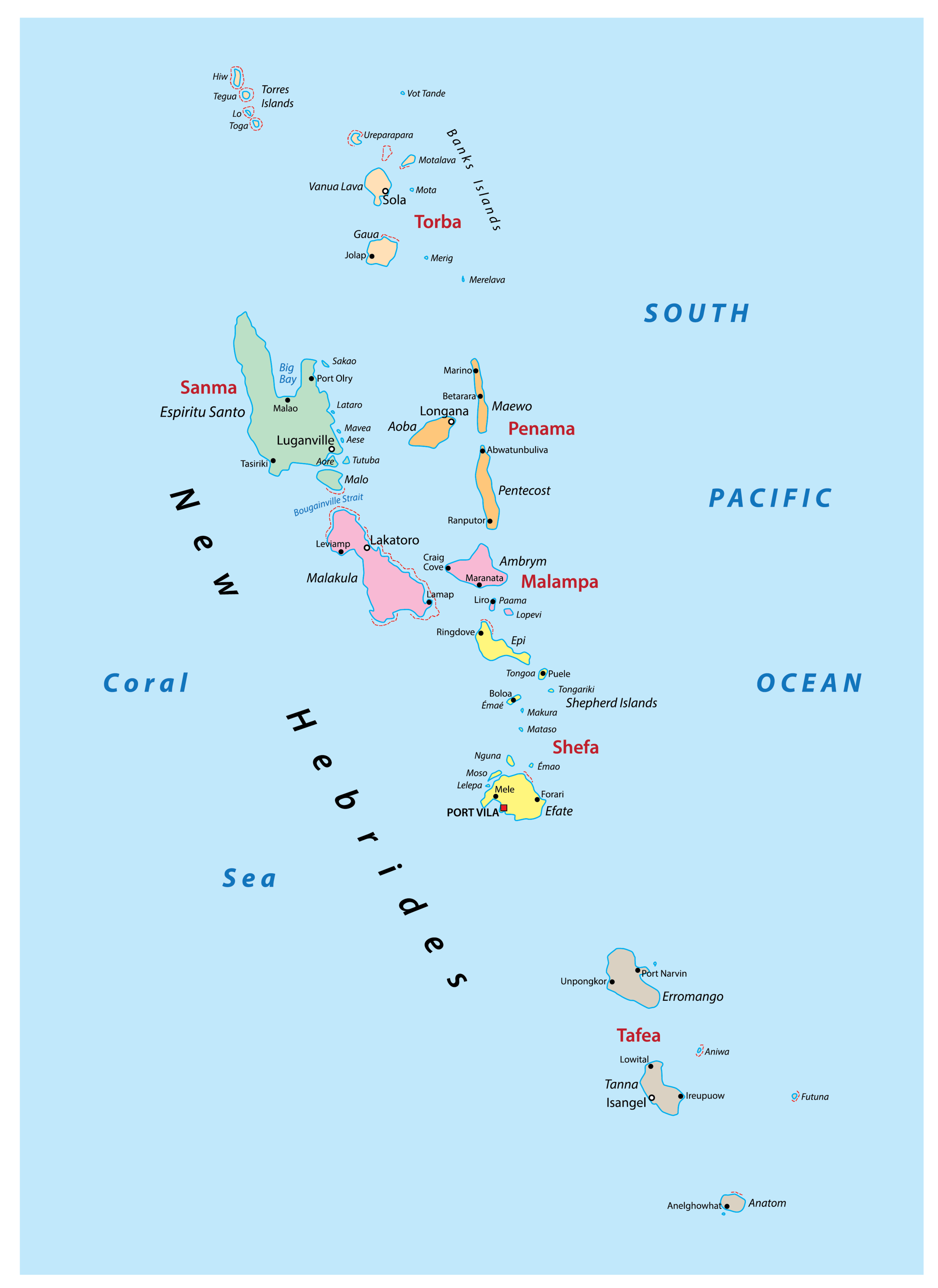 Vanuatu Physical Map
