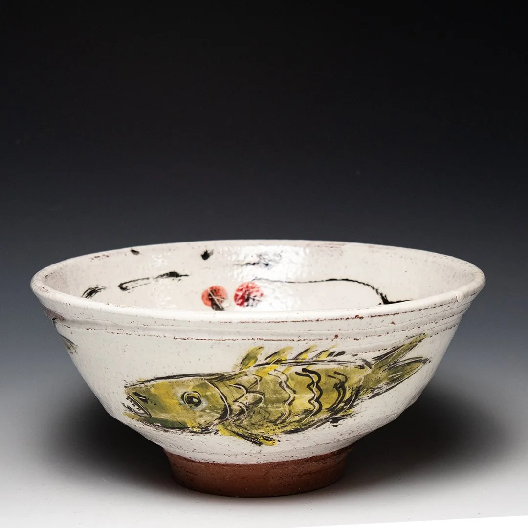 Ron Meyers, bowl, ceramic, slips, oxides, stains, glaze, red ...