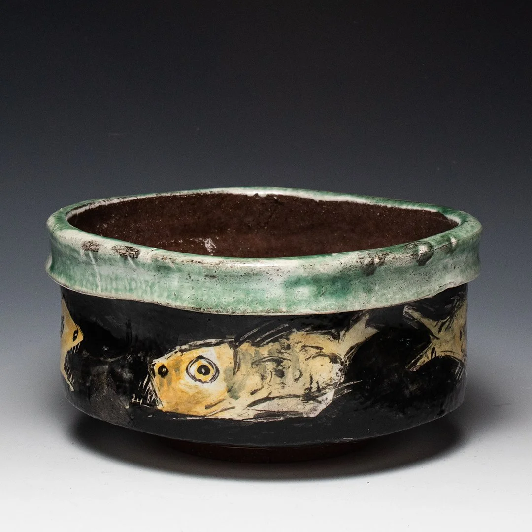 Ron Meyers, bowl, ceramic, slips, oxides, stains, glaze, red ...