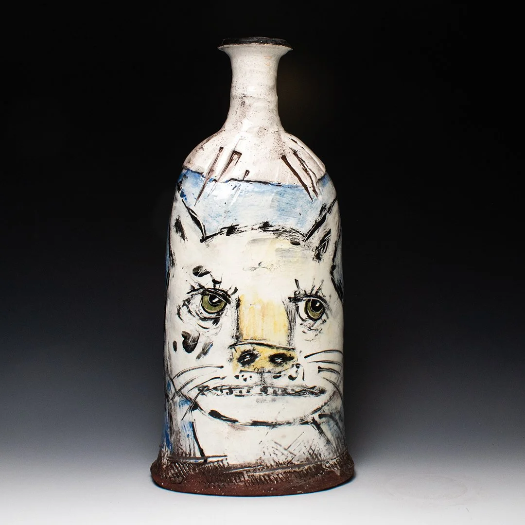 Ron Meyers, bowl, ceramic, slips, oxides, stains, glaze, red ...