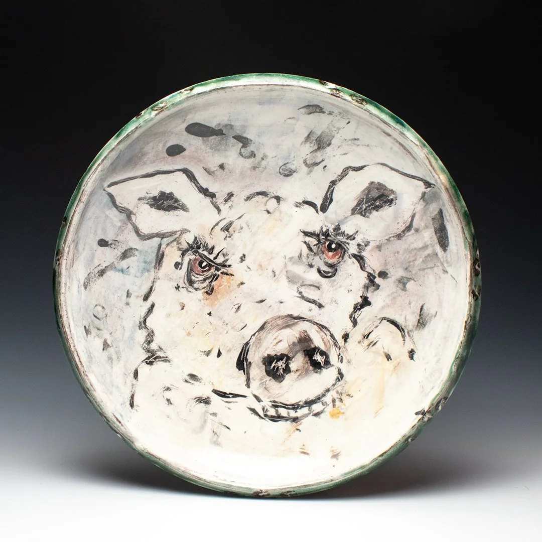 Ron Meyers, bowl, ceramic, slips, oxides, stains, glaze, red ...