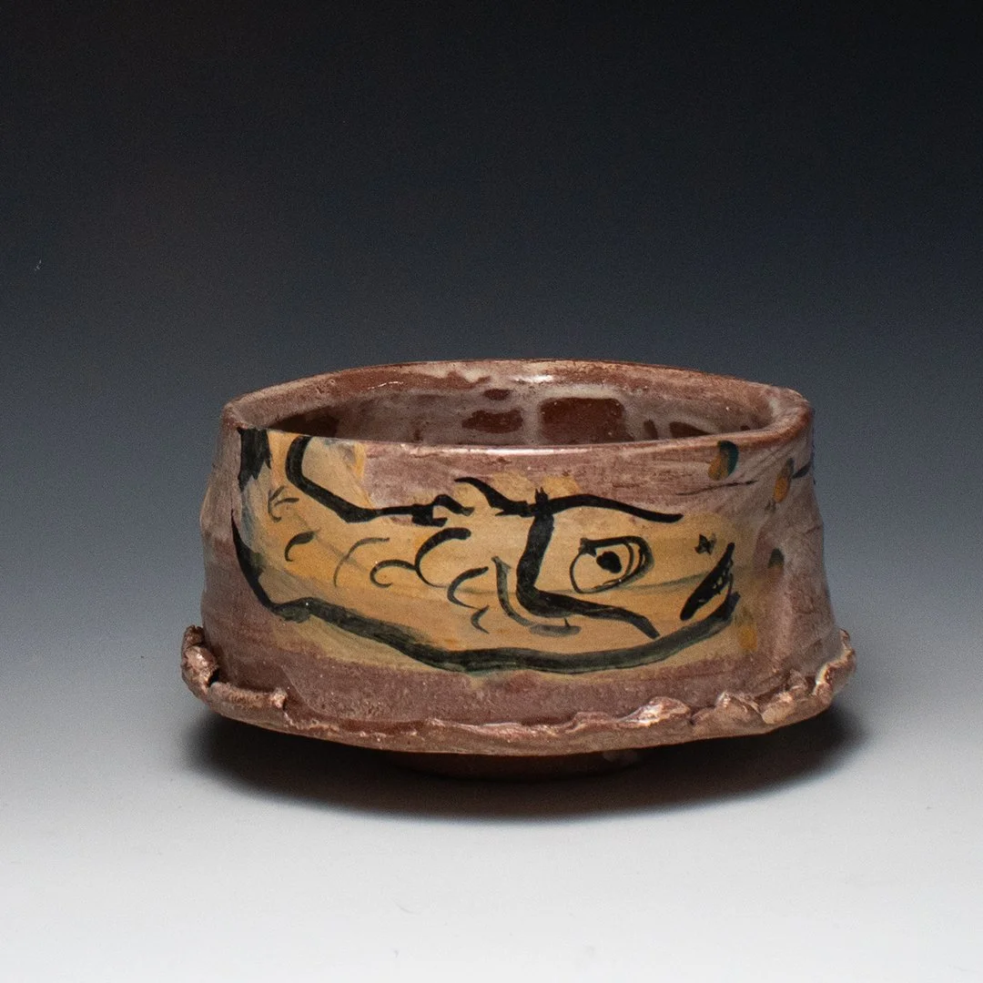 Ron Meyers, bowl, ceramic, slips, oxides, stains, glaze, red ...