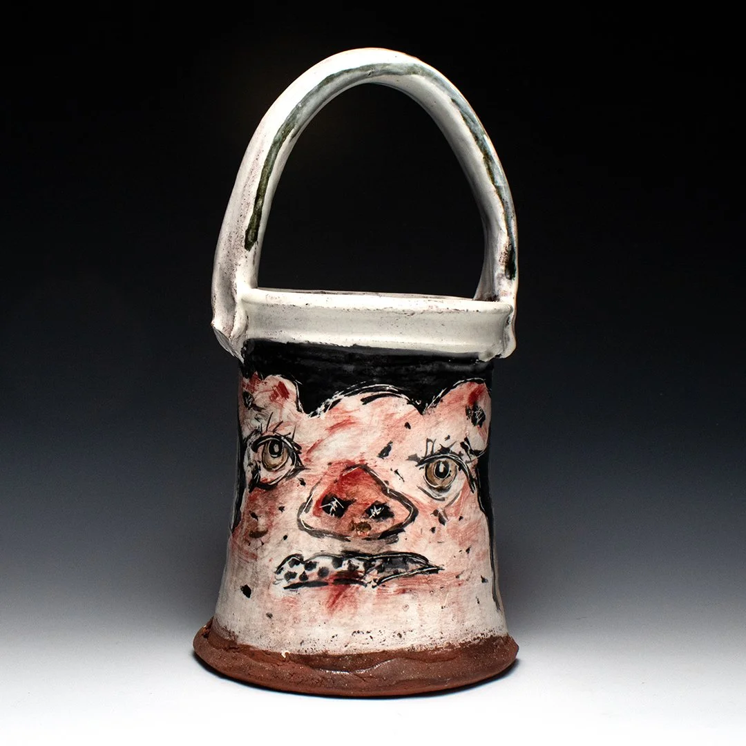 Ron Meyers, bowl, ceramic, slips, oxides, stains, glaze, red ...