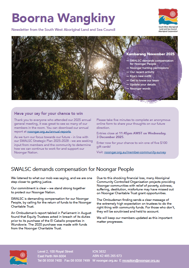 Kambarang 2025 Newsletter — South West Aboriginal Land and Sea Council